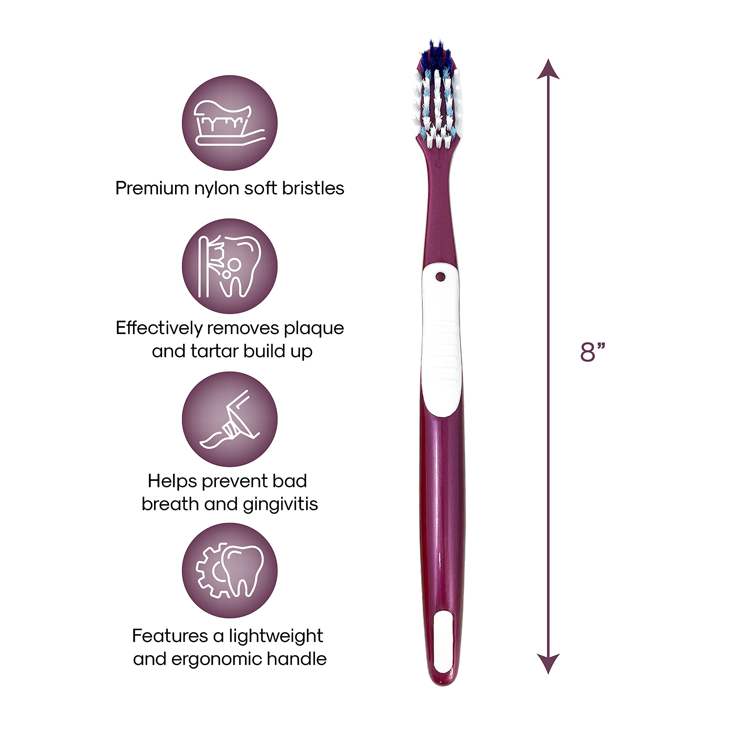 Simplosophy Pack of 3 Soft Dual Height Flex Clean Toothbrushes, Battery Powered, for Men & Women