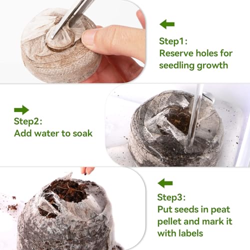 200 Pcs Peat Pellets - 30mm Seeds Plant Starting Plugs, Compressed Nutrient Fertilizer Fiber Soil Block, Plant Pods Bulk for Seedling Transplanting Herb Flower Vegetables