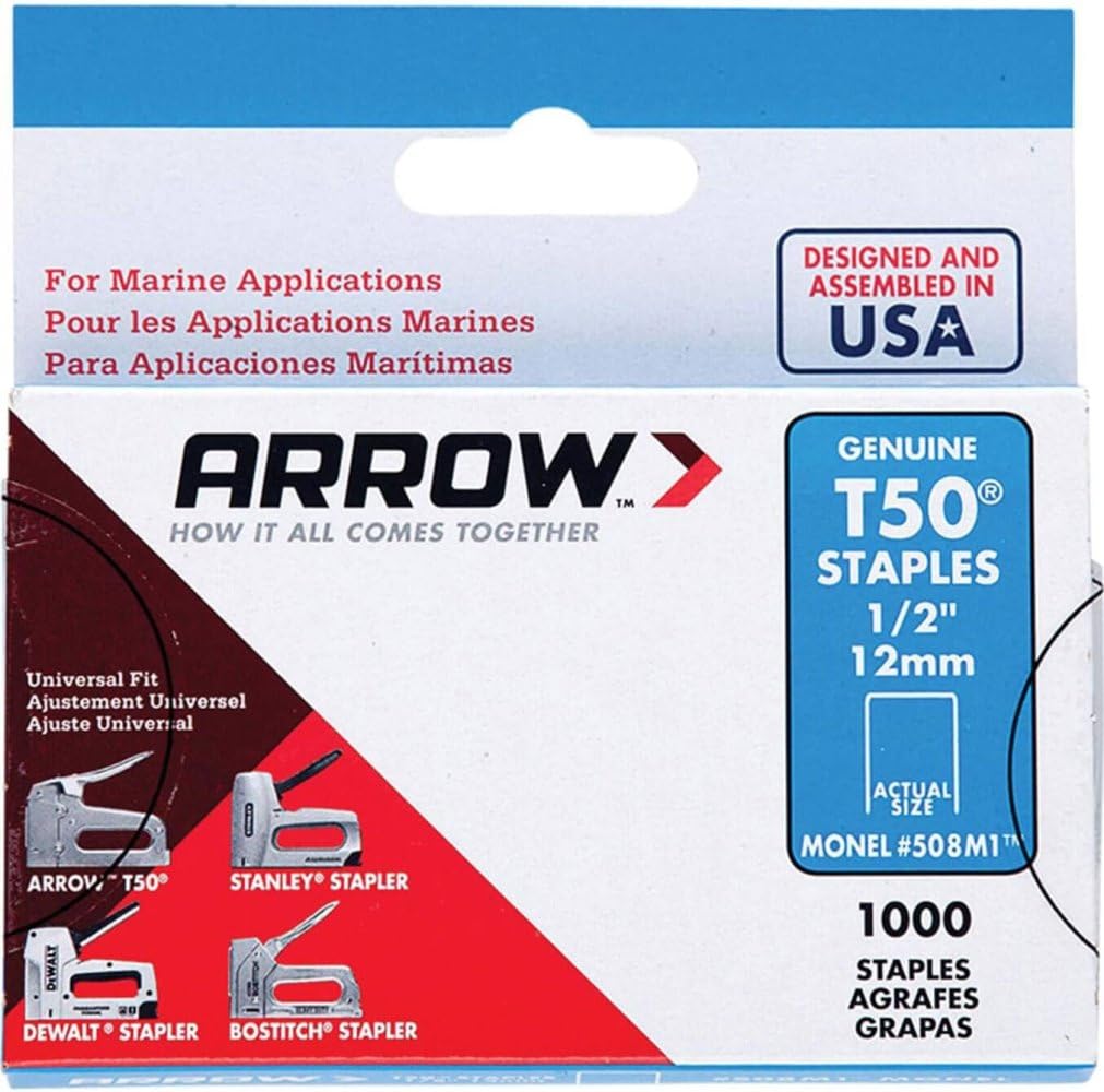 Arrow Fastener 508M1 1/2" T50 Monel Staples