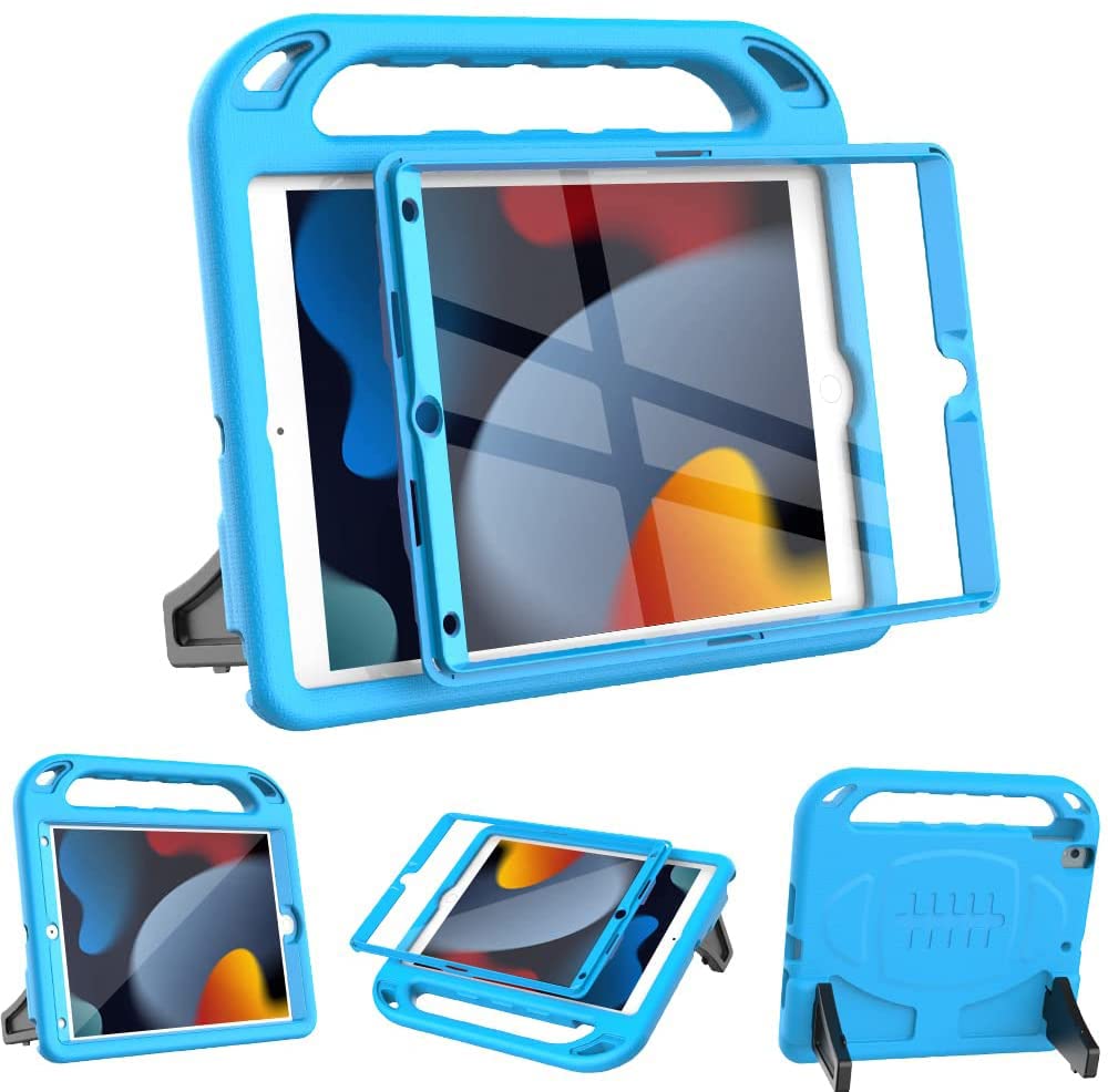 eTopxizu Kids Case with Built-in Screen Protector for New iPad 10.2 Inch 2021/2020/2019 (9th/8th/7th Gen), Shockproof Handle Stand Case for 2021/2020/2019 iPad 10.2, iPad Air 3 10.5 2019, Blue