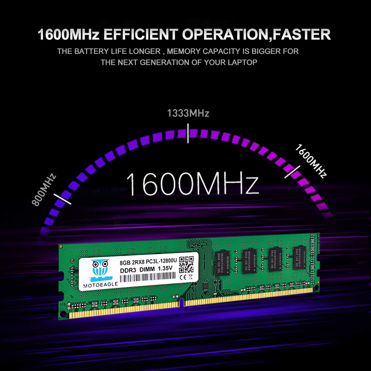 DDR3L-1600 UDIMM 16GB Kit (2x8GB) 2Rx8 PC3L-12800U 8GB PC3-12800 240 Pin Non ECC Unbuffered 1.35V/1.5V CL11 Dual Rank Desktop Memory Ram