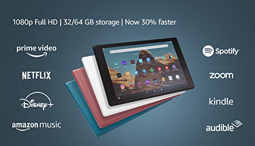 Fire HD 10 Tablet (10.1" 1080p full HD display, 32 GB) – White (2019 Release)