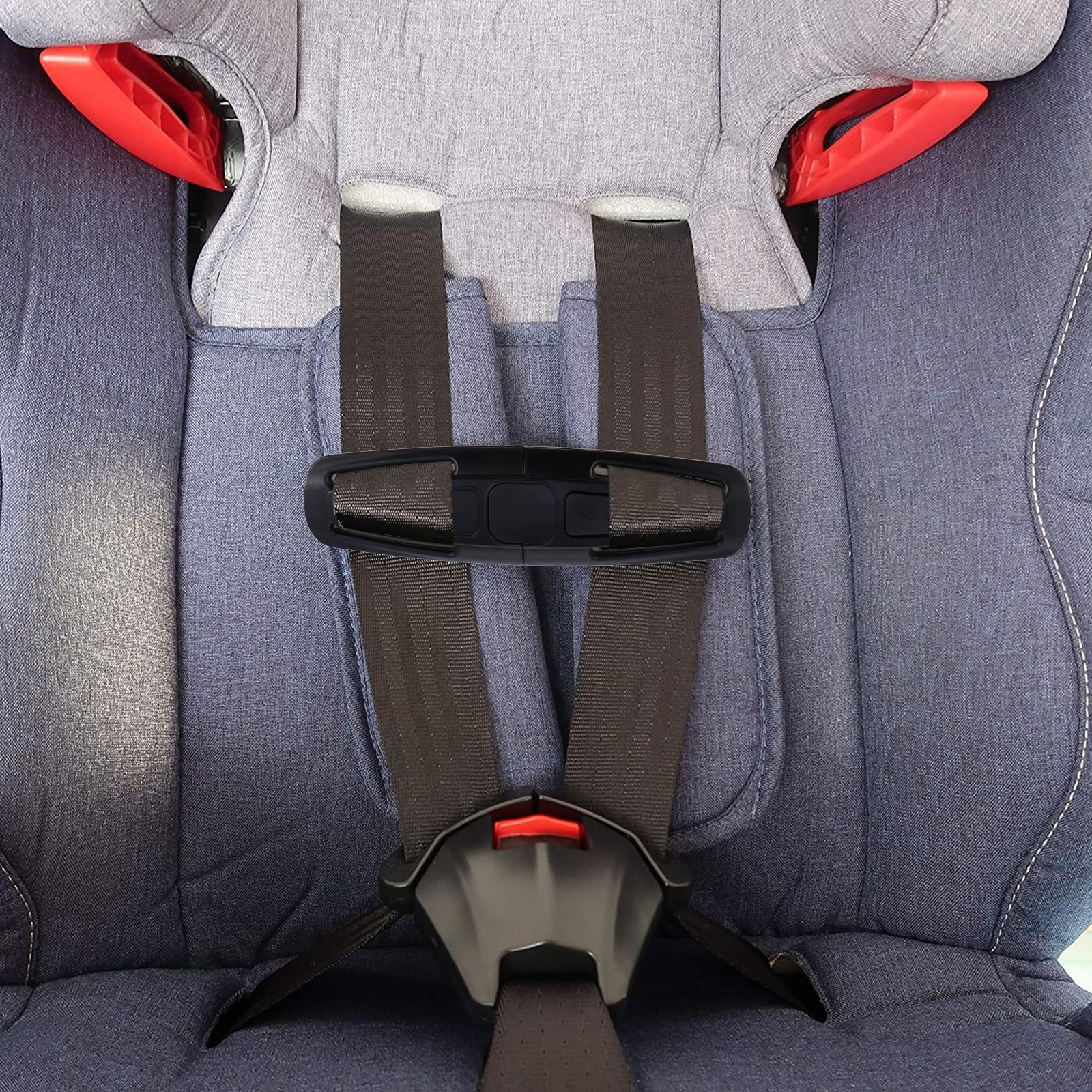 HEALLILY Baby Chest Harness Clip Adjustable Safety Belt Guard Seat Buckle Part 5 PCS (Black)
