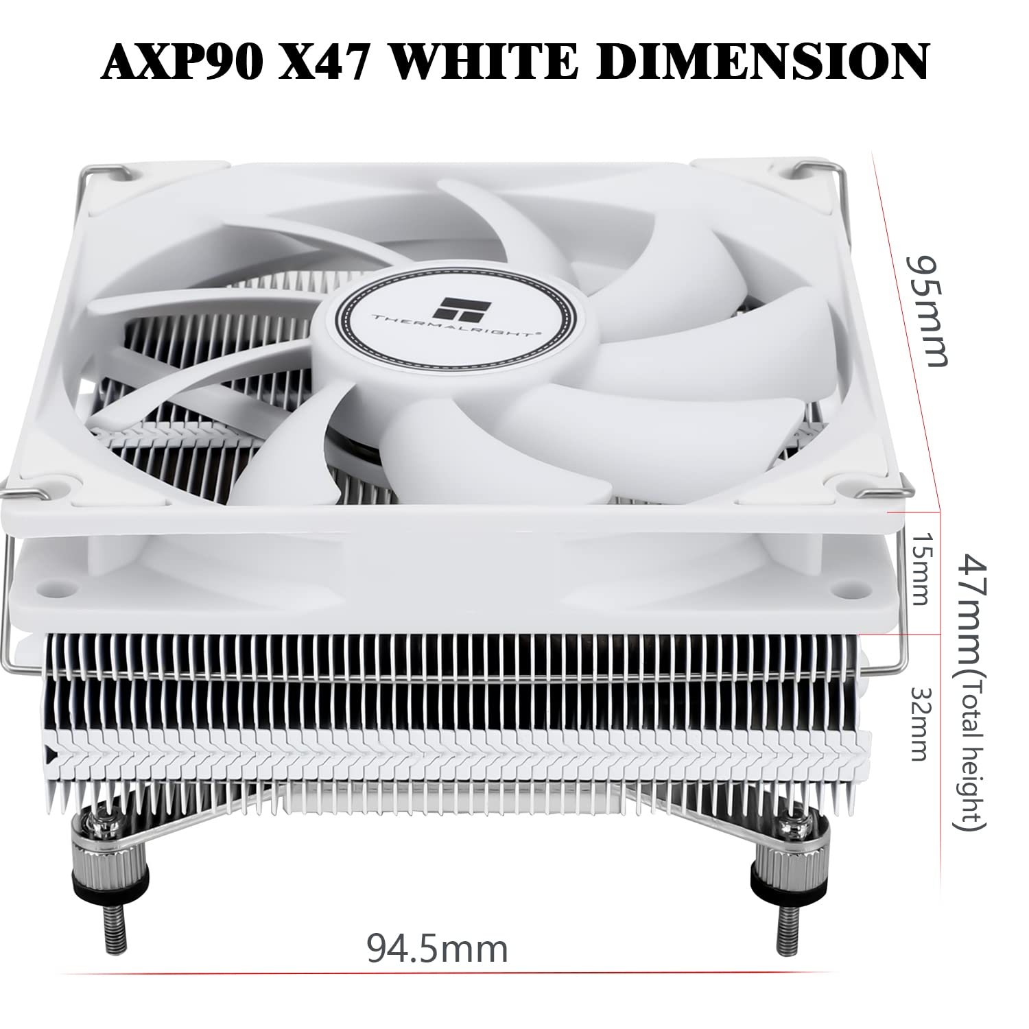 Thermalright AXP90-X47 White Low Profile CPU Cooler, with 92mm TL-9015W Slim PWM Fan, ITX CPU Cooler, AGHP Technology, 47mm Height,for AMD AM4 AM5/Intel 1150/1151/1155/1156/1200(AXP90 X47 White)