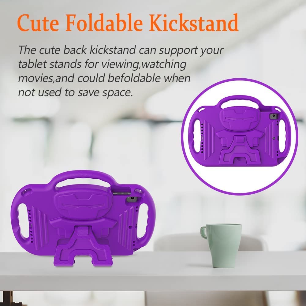 eTopxizu Kids Case for New iPad 10.2 Inch 2021/2020/2019 (9th/8th/7th Gen), Lightweight Shockproof Handle Stand Shoulder Strap Kids Case for 2021/2020/2019 iPad 10.2, iPad Air 3 10.5 2019, Purple