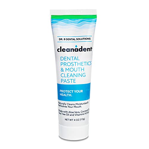 Dr. B Dental Solutions Cleanadent Denture and Gum Toothpaste, Removes Odors Stains Adhesives, Mouth Cleaning Paste, 4 oz