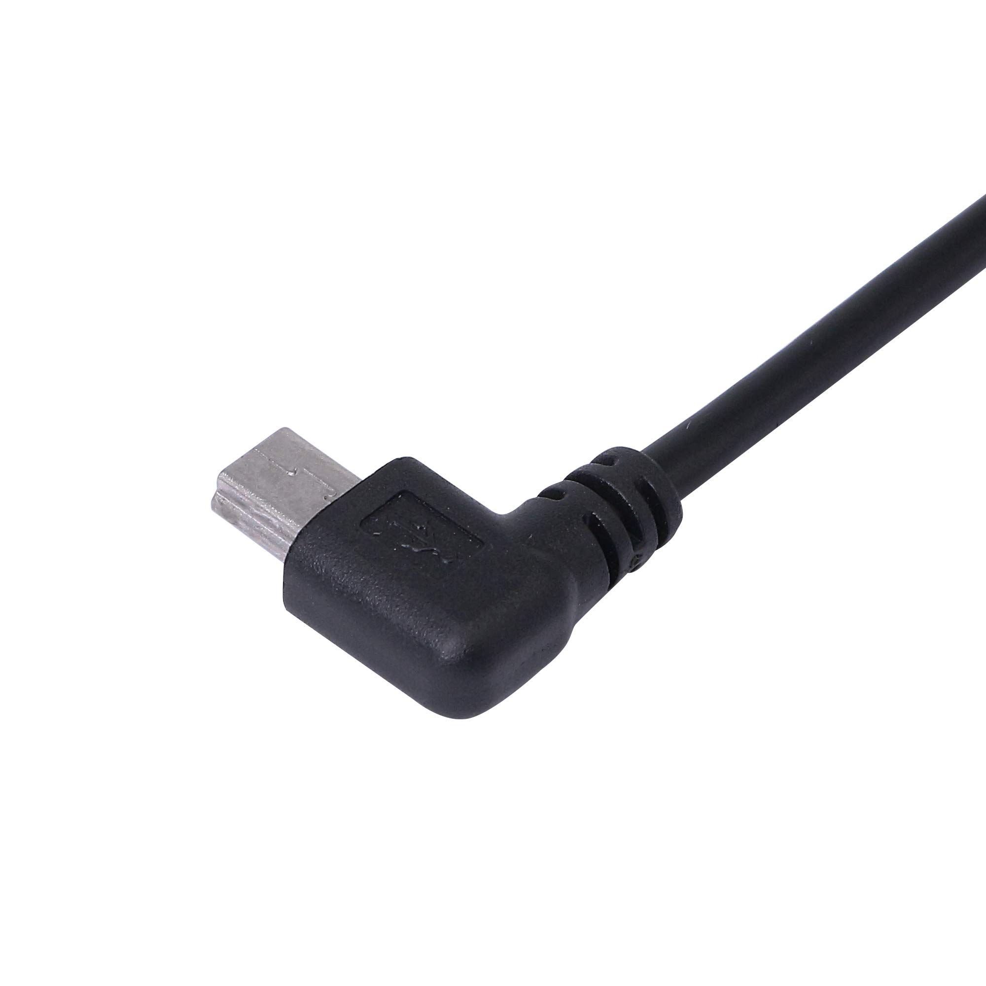 CERRXIAN 9Inch Mini USB Cable Combo Mini USB Female to Right Angle & Left Angle Male Data Sync and Charge Extension Cable (Black)(2-Pack) RL