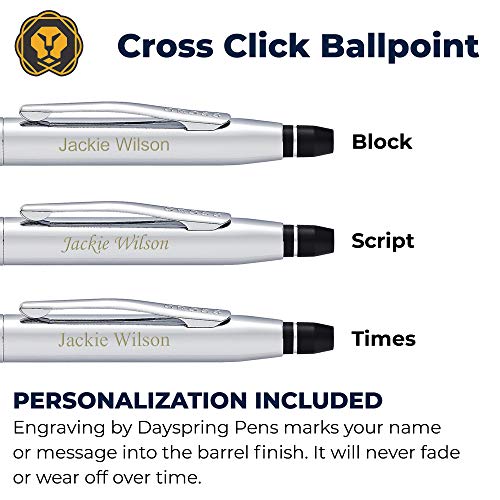 Dayspring Pens Engraved Cross Pen | Personalized Cross Click Ballpoint Pen - Polished Chrome. AT0622-101. Custom Name Engraving Comes in Cross Gift Case.
