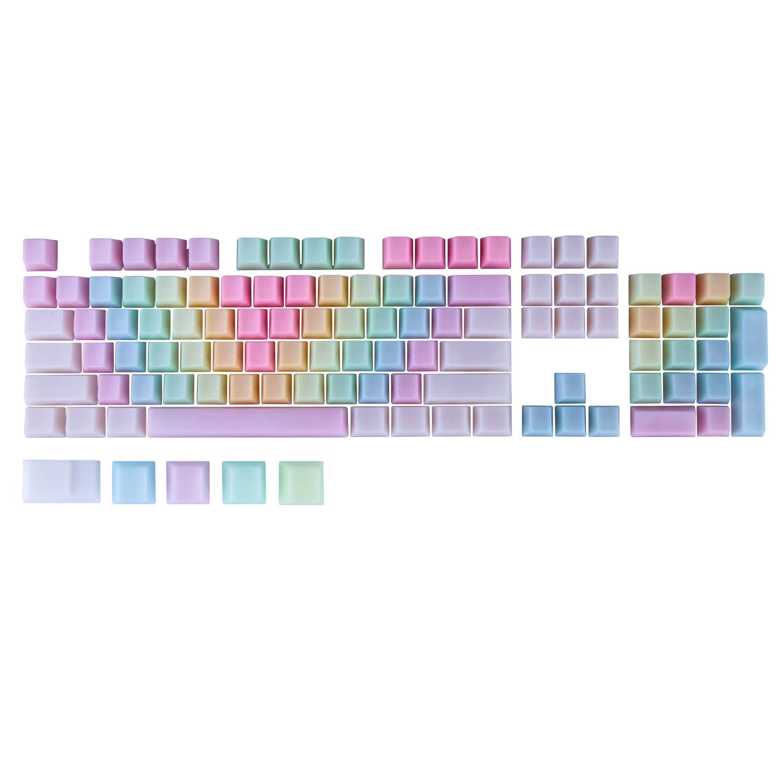 HMANE 109 Keys POM Jelly Keycaps Set, Rainbow Blank Doubleshot Translucent OEM Profile Mechanical Gaming Keyboard Keycaps for 60ï¼…/87 TKL/104/108 Cherry MX Switches (Rainbow/Side Printed)