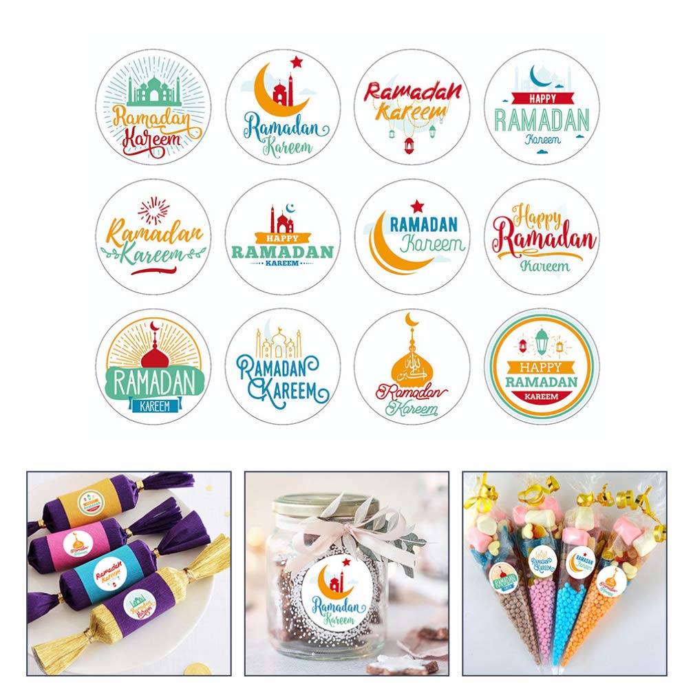 Kisangel 120pcs Eid Mubarak Stickers Ramadan Sticker Set Gift Sticker Adhesive Seal Stickers Ramadan Decorations