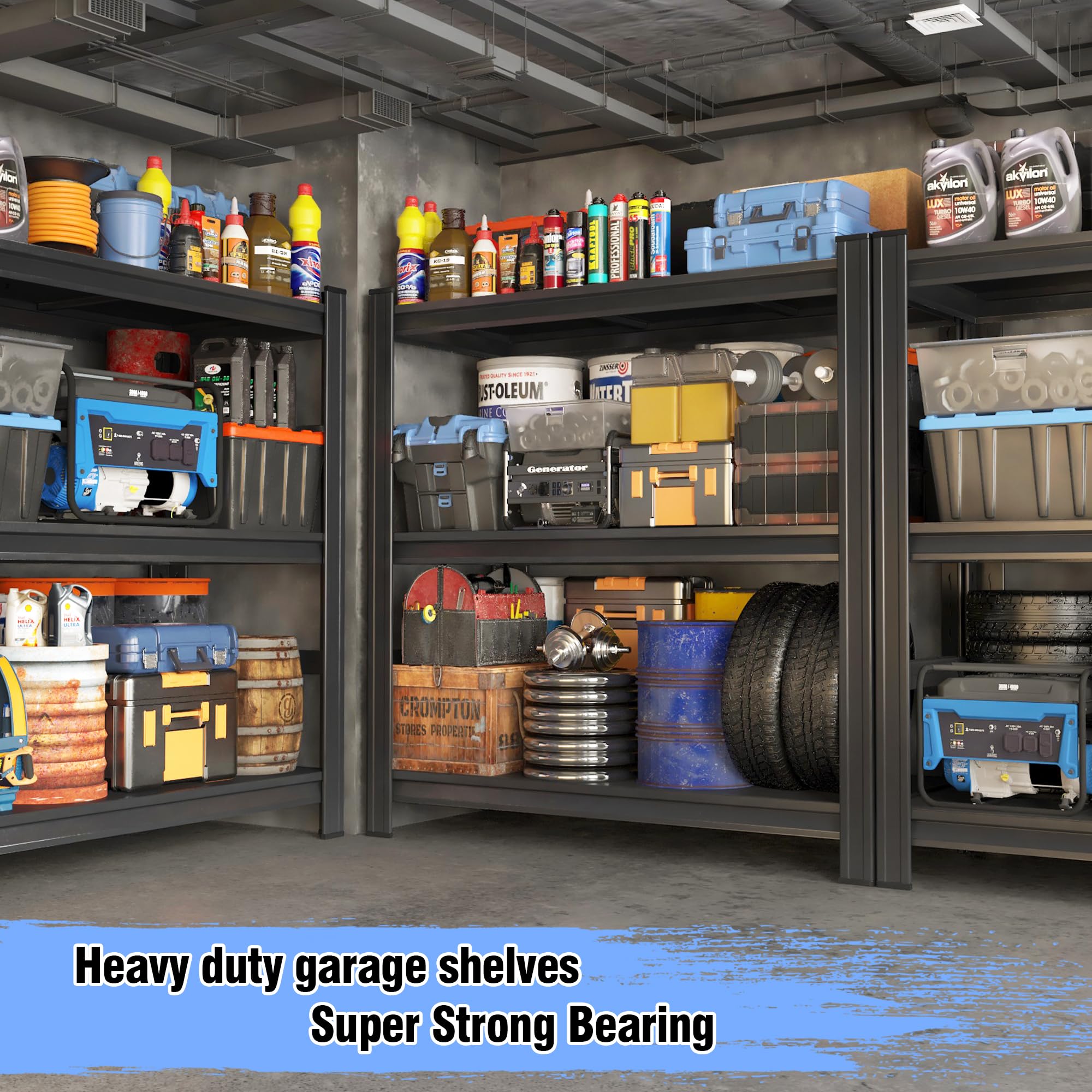 3 Tier Heavy Duty Adjustable Garage Shelving|Metal Storage Racks that can Hold up to 1,000 lbs |Easy to Assemble Black Rustproof Heavy Duty Shelving |36"H*35.5"W*15.8"D, Basement Storage Units