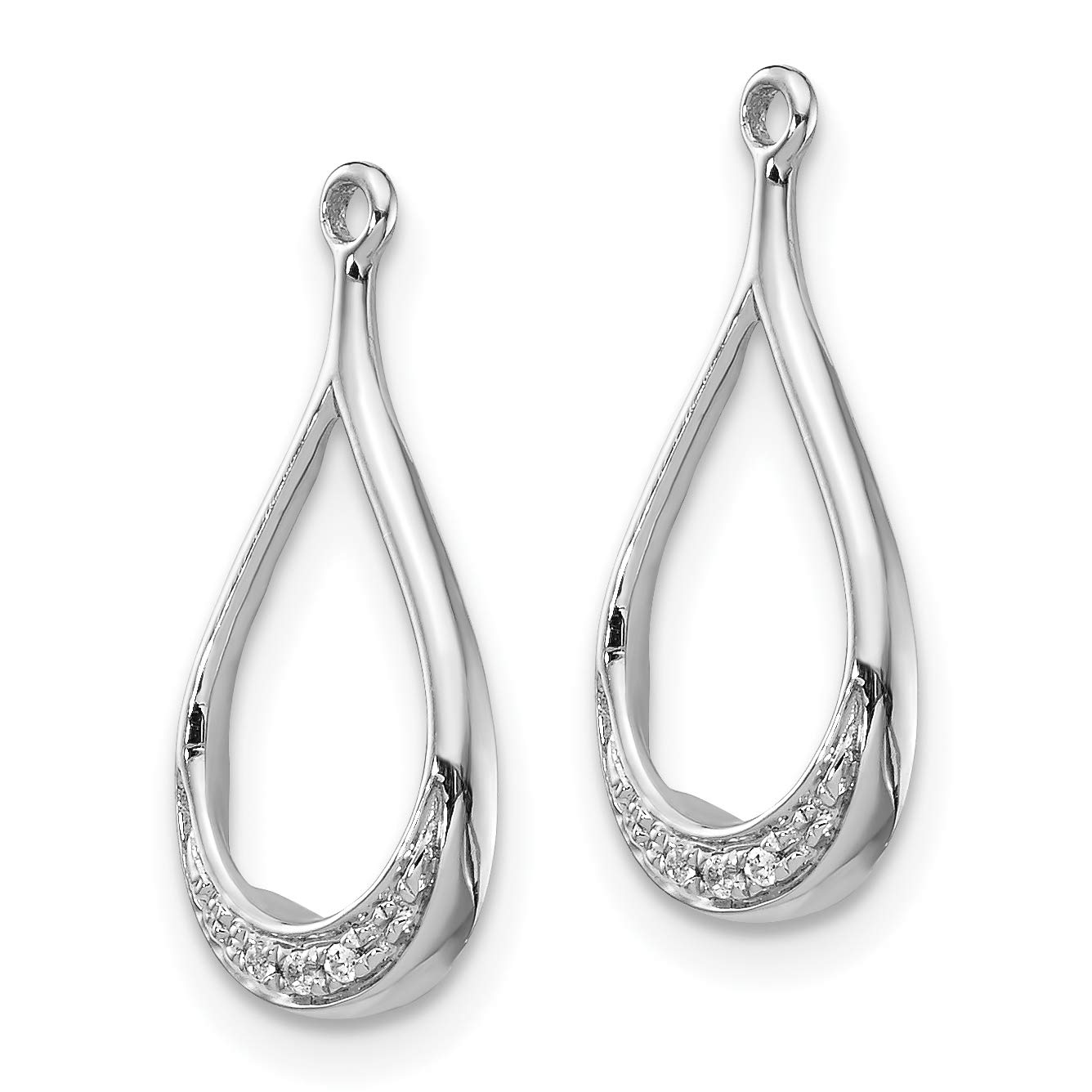 14K White Gold Diamond Dangle Drop Earring Jackets for Stud Earrings (0.02Cttw)