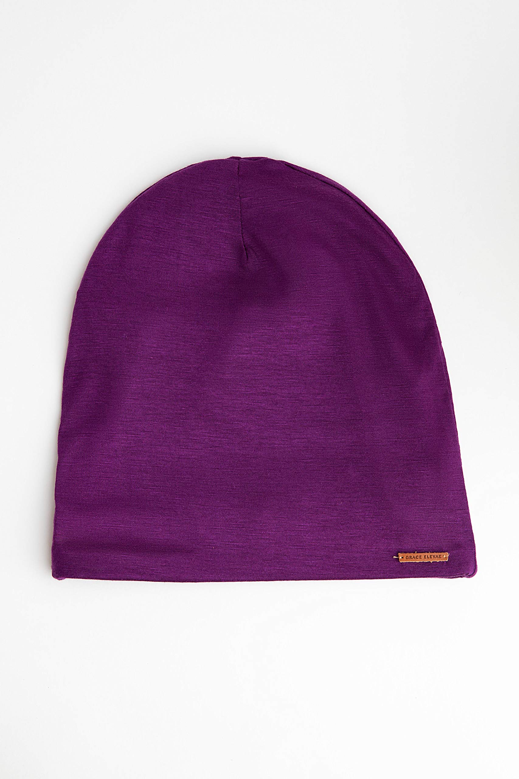 Grace Eleyae GE Sleep Cap | Slap Silky Adjustable Satin Lined Cap Stylish Premium Quality Beanie Hat Head Cover for Curly Hair Women Soft & Smooth One Size Fits All (Purple)