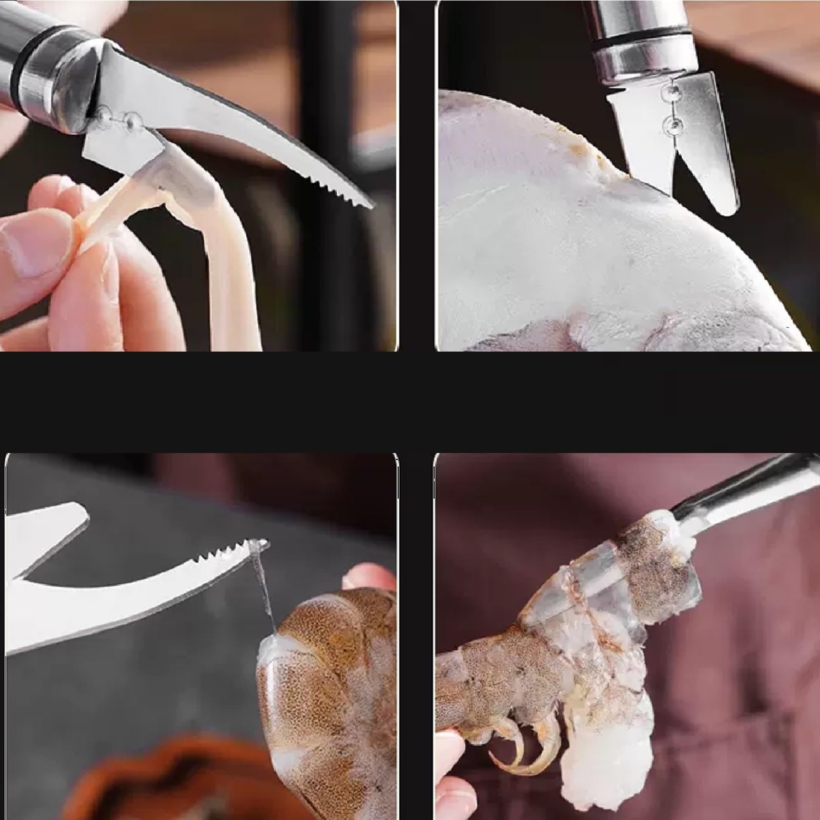 5 in 1 Multifunctional Shrimp Line Fish Maw Knife, 5 In 1 Multifunctional Shrimp Deveiner and Peeler Knife Tool, Removing Splitting/Scaling/Cutting. (3 PCS)