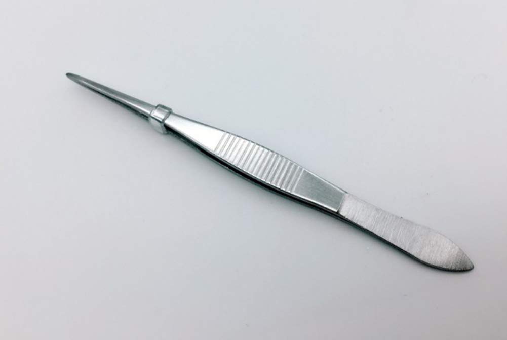 2 PCS 4 Inch Professional Stainless Steel Dental Straight Forceps and Curved Tip Tweezers Multifunction Eyebrow Cosmetic Tools DIY Accessories Extractor Clamp