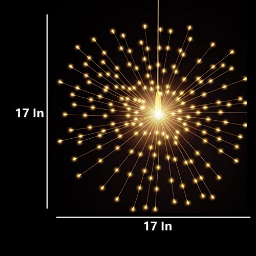 200 LED Starburst Sphere Lights,Firework Lights Battery Powered, Tent Chandelier Remote Control, Waterproof Hanging Lights for Gardens Courtyards Porches Christmas Party Home Decor(Warm White)