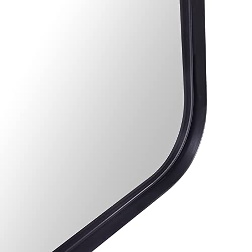 GRACTO 24x36 inch Black Stainless Steel Metal Framed Bathroom Mirror for Wall Rounded Rectangular Bathroom Vanity Mirrors