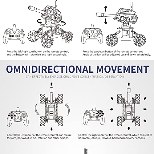 VANLINNY Robot Kits,360° Drifting RC Tank Toy,Science Projects for Ages 8-12,STEM Educational Kit for Beginner,10 mph Fast DIY Remote Control Car,Programmable/Rechargeable, for Birthday.