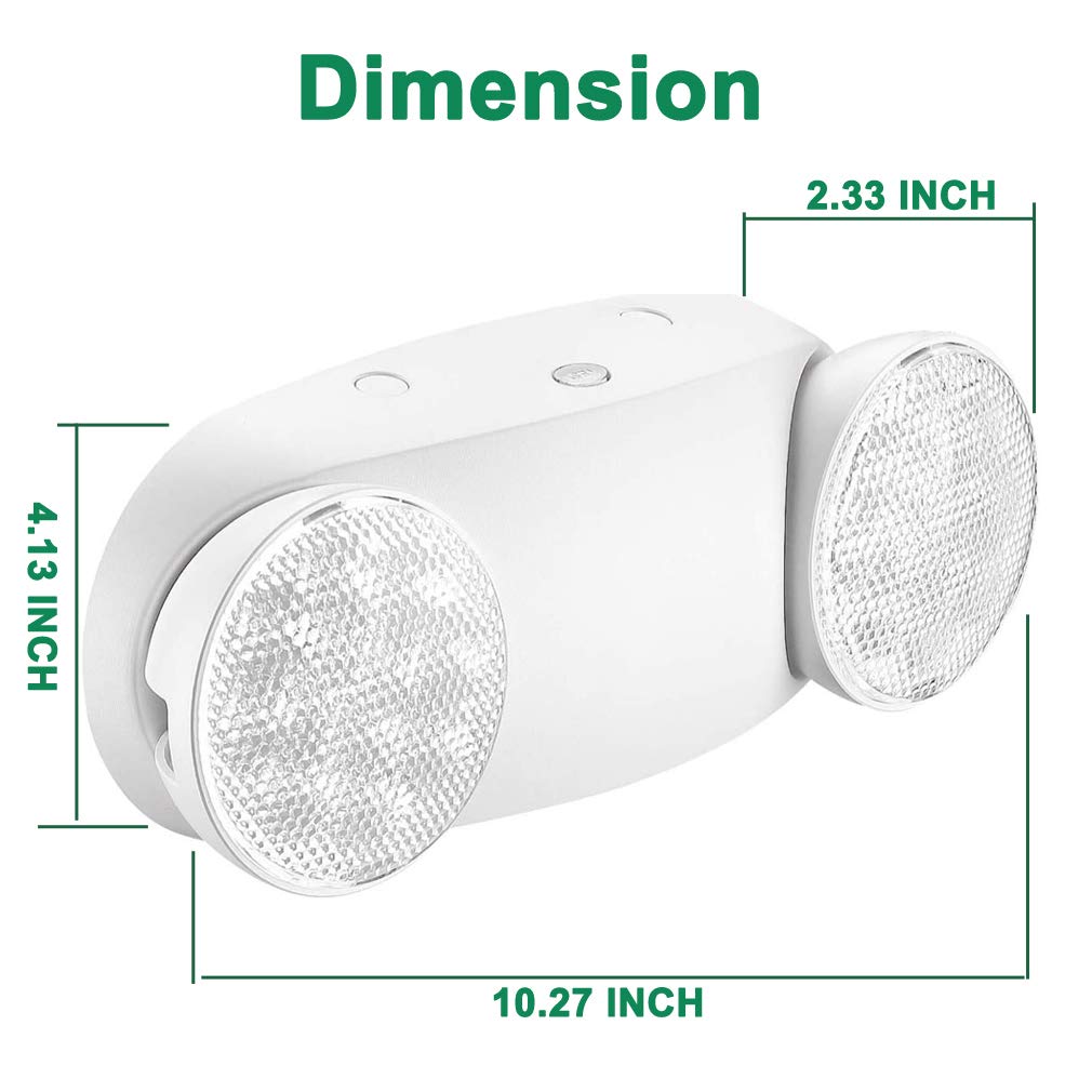 OSTEK 4 Pack LED Emergency Exit Lighting Fixtures with Two Heads, US Standard Adjustable Integrated LED Emergency Light with Battery Backup, UL 924 Qualified (4 Pack)