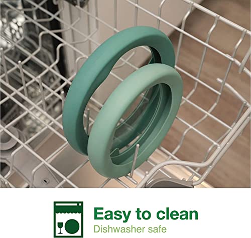 Food Huggers Replacement Lids for Glass Storage Containers Silicone & Glass Lids that Don’t Crack | Fits Round Container Brands & Bowls | 100% Plastic Free | 4 Lid Set (XS,S,M,L), Gradual Green