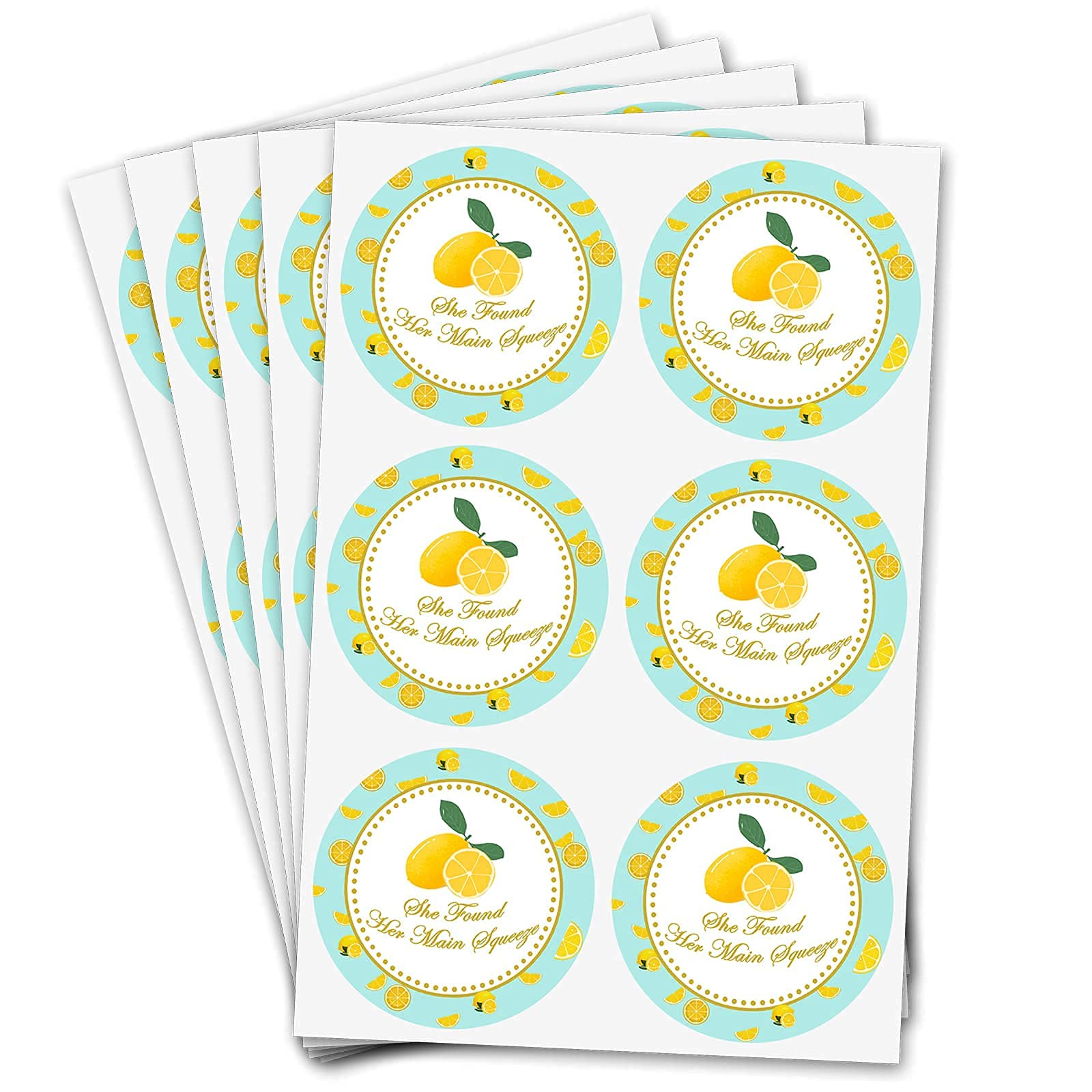 She Found Her Main Squeeze Lemon Bridal Shower Favor Stickers,Lemon Stickers Great for Party Favors, Envelope Seals and Goodie Bags,2 inches 180pcs.