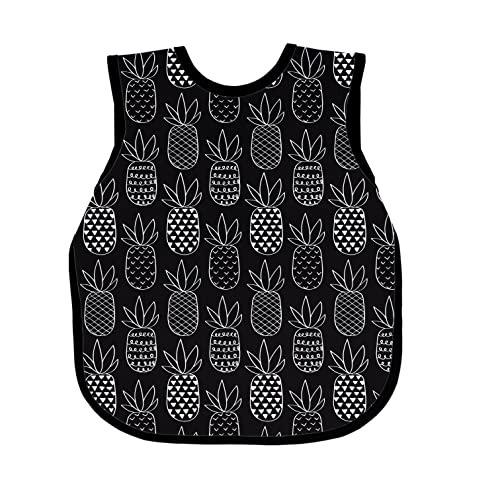 BapronBaby Pineapple Monochrome Bapron - Soft Waterproof Stain Resistant Bib - Machine Washable - 6m - 5yr - (Sz Baby/Toddler 6m-3T)