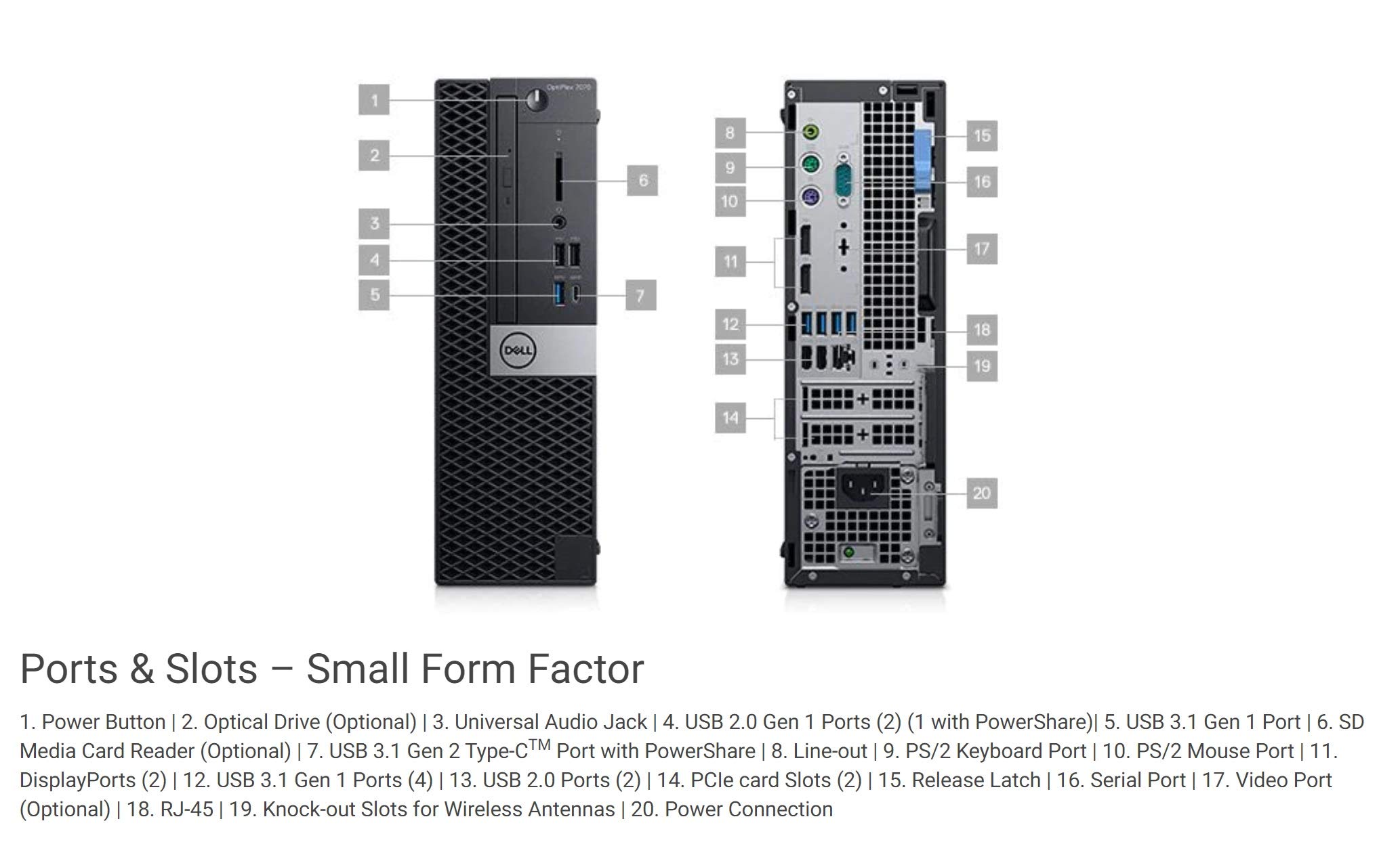 Dell OptiPlex 7070 Desktop Computer - Intel Core i7-9700 - 16GB RAM - 256GB SSD - Small Form Factor