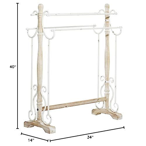 Deco 79 Wood Scroll 4 Shelf Quilt Rack, 34" x 14" x 40", Light Brown