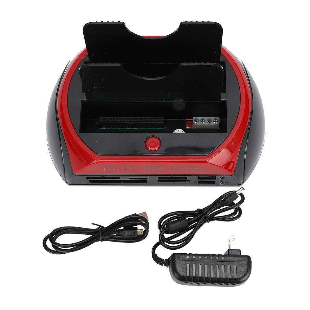 Linel Hard Drive Docking Station-2.5 /3.5 Inch SATA IDE HDD Dual Slots Hard Drive Enclosure Hard Drive Dock with All in One Hard Drive Reader USB 2.0 Hub Us Plug