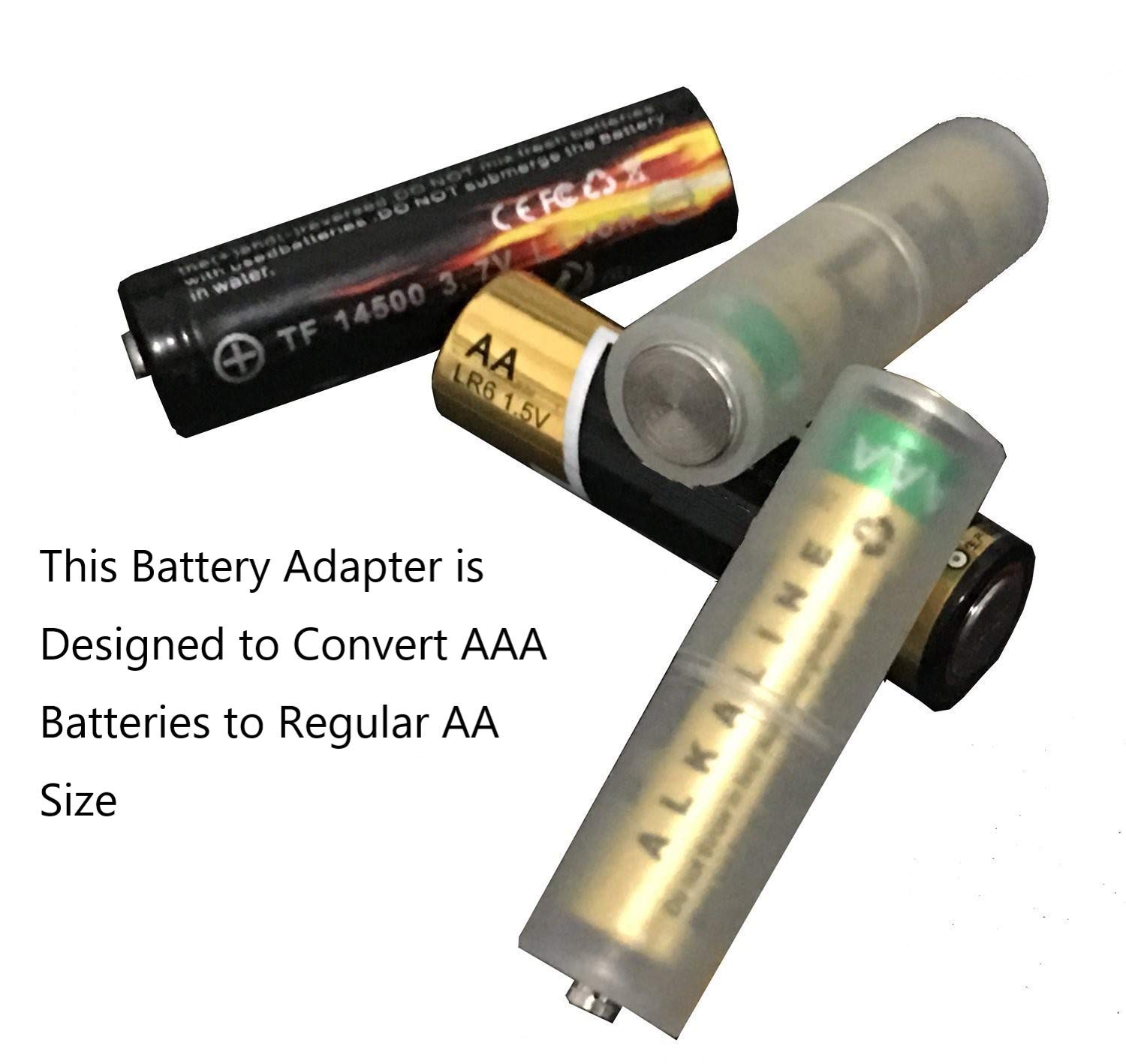 HOMEFUNTIME Battery Adapter Converter for AAA to AA Battery Transparent Cases Holder Shell with Metal Contacts on Bottom(Clear Color,Pack of 4)
