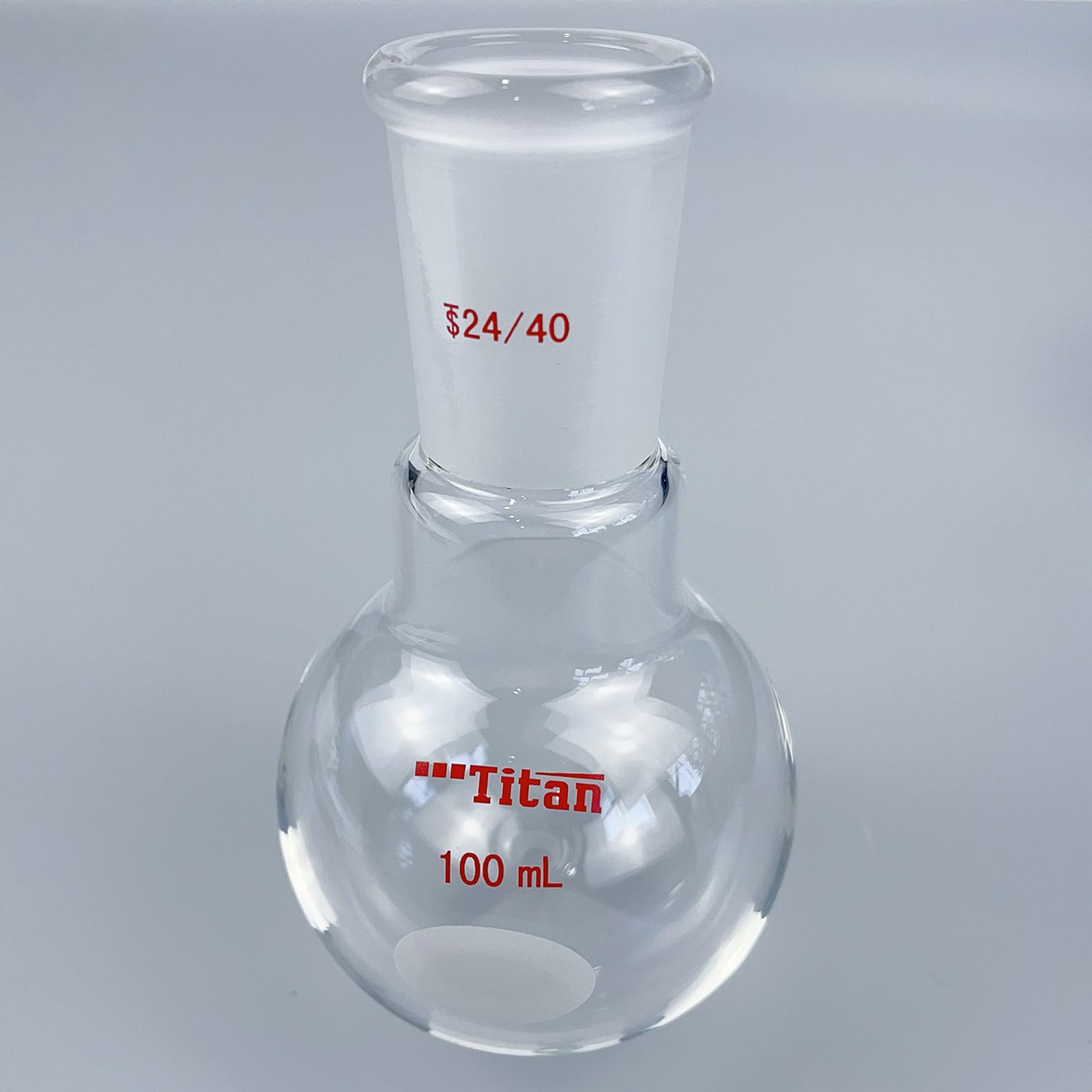 ADAMAS-BETA Lab Boiling Flasks 100ml Single Neck Boiling Flasks Borosilicate Glass with 24/40 Standard Taper Outer Joint