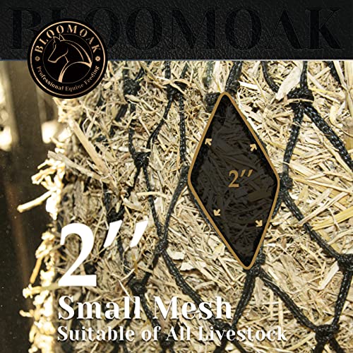 Bloomoak Handwoven 2PCS Slow Feed Hay Nets for Horses, 40" Hay Net with 2" Hole for Horse and Goat, Handwoven Strength, Crafted to Last(2PCS