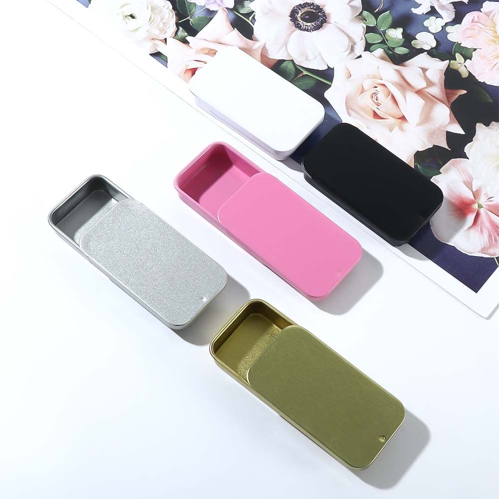 6 Pcs Mini Rectangular Storage Box,Tinplate Push-Pull Box,Slide Top Tin Containers,Metal Containers,2.36x1.34x0.43inch