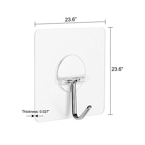 Anwenk 12Pack Wall Hooks Adhesive Wall Hanging Hooks Stick On Hooks Ceiling Hanger Damage Free Hanging Reusable Waterproof for Home Bathroom Kitchen Refrigerator Door Keys Bags,Clear- Promotion