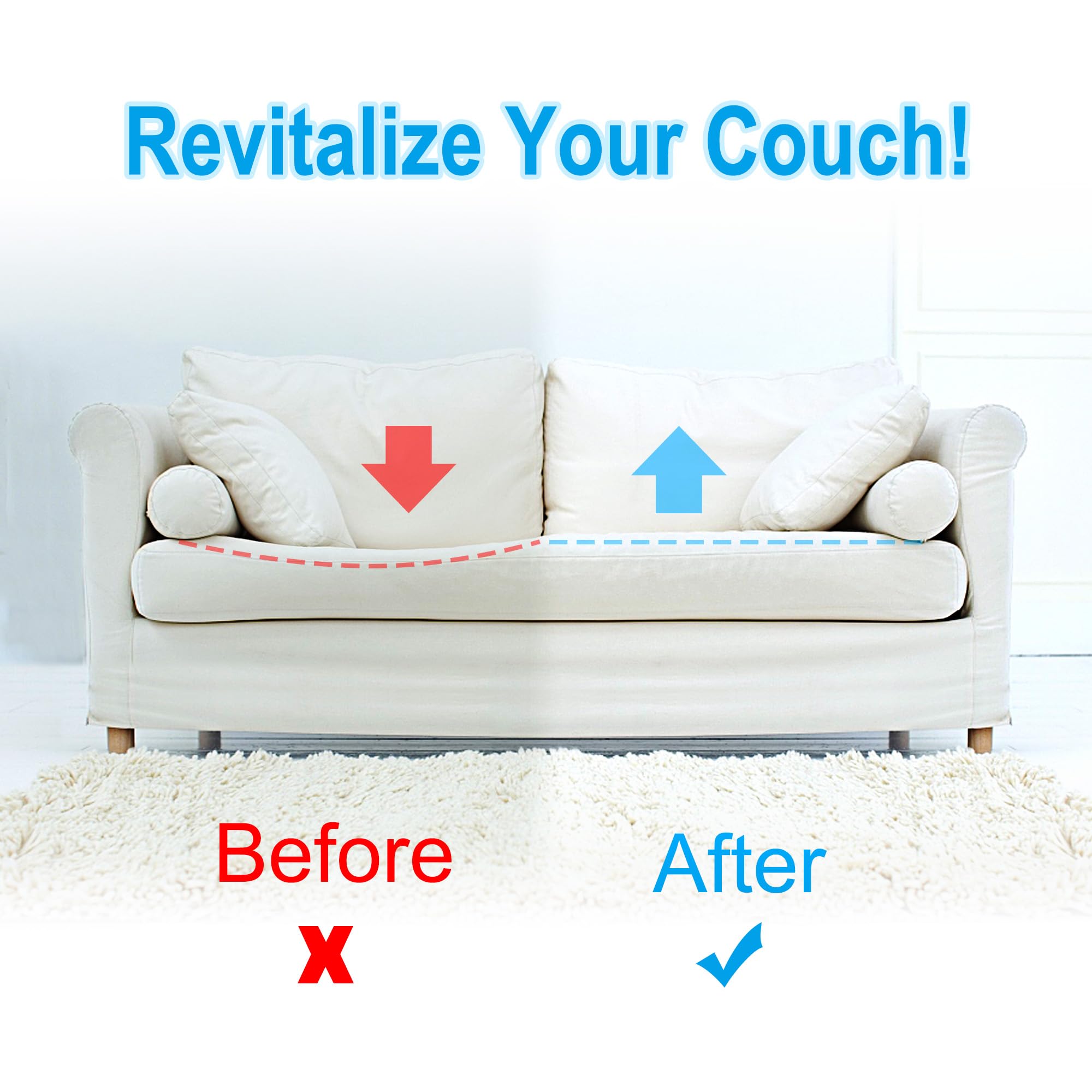 20" x 20" Foam Cushion Couch Cushion Support - Living Room Sofa Sag Support - High-Density Sag Repair Replacement for Sofa Couch Loveseat Chair (3)