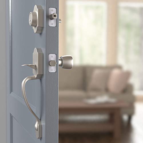 Amazon Basics Handleset with Tulip Knob - Single Cylinder - Satin Nickel