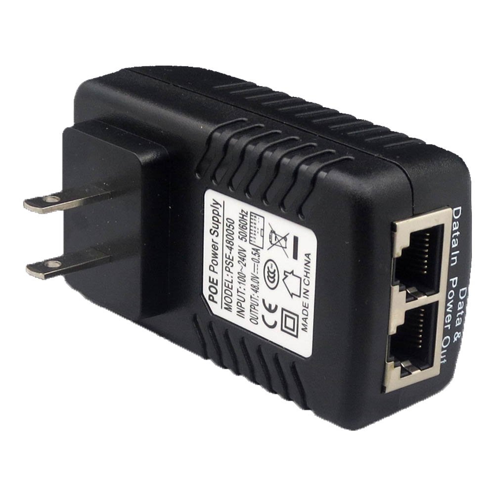 ANVISION 48V 0.5A PoE Injector Power Supply Ethernet Adapter with Wall Plug, IEEE 802.3af Compliant, 10/100Mbps, for IP Camera Voip Phones AP and More