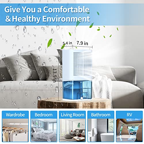 68oz 7900 Cubic Feet(810 Sq.ft)Dehumidifiers for Home Bathroom Room Basements,Quiet Dehumidifier With Drain Hose & Auto Shut Off, Portable Small Dehumidifiers for Bedroom Closet RV