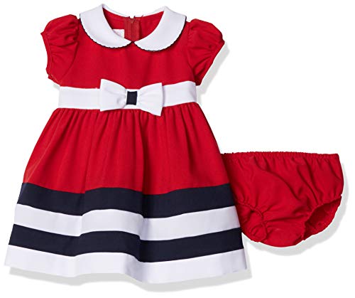 Bonnie Baby Baby Peter Pan Collar Nautical Dress and Panty Set, Red, 3-6 Months