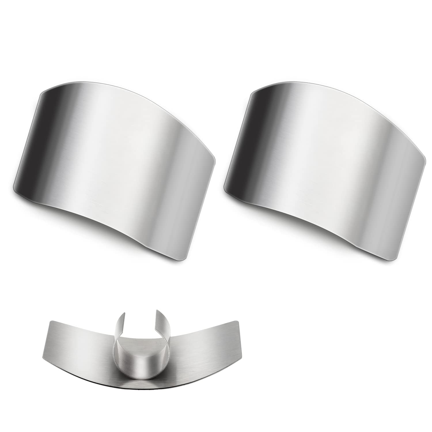 2pcs Finetaur Finger Guard for Cutting, Stainless Steel Finger Protector Kitchen Knife Finger Shield for Cutting Slicing Chopping Food Vegetables