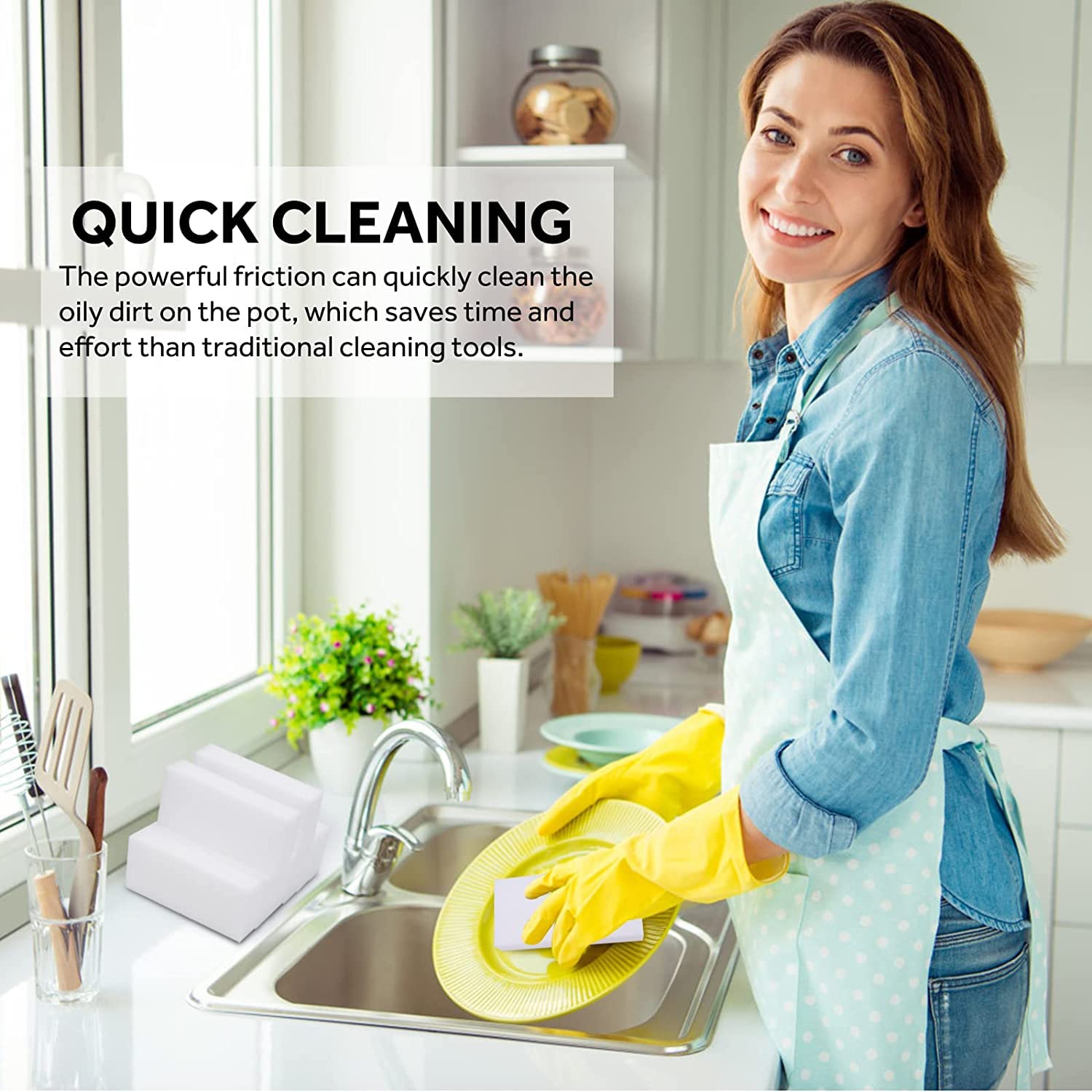 25Pack Magic Sponge Eraser, Melamine Sponge Foam Cleaning Pads, Multi-Functional Household Cleaning Kitchen Dish Sponges, Non-Scratch Scrub Sponge