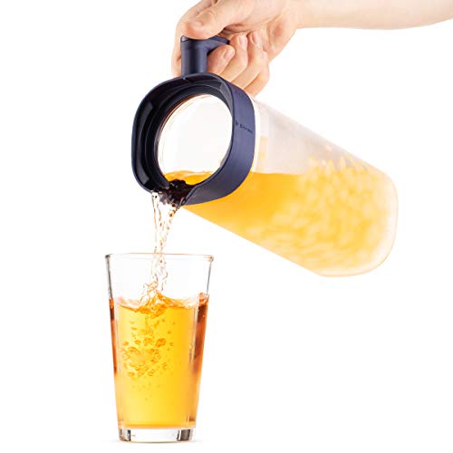Komax Set of 2 Plastic Water Pitcher with Lid – BPA-Free Water & Iced Tea Pitcher Set – Microwave & Dishwasher Safe Plastic Pitcher – Tea, Sangria, or Juice Containers with Lids for Fridge (2.1 Qt)