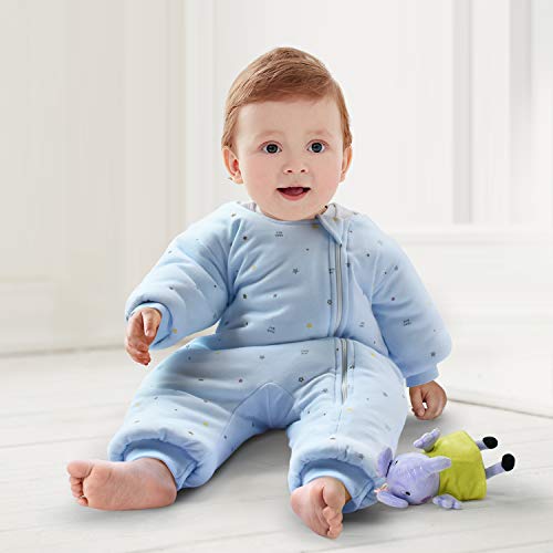 BBTKCARE Sleep Sack - Cotton Wearable Blanket,Warm Baby Pajamas for Toddler 6-9 Month-Blue