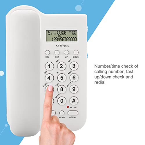 Corded Phone with Caller ID Display, Home Hotel Wired Desktop Phone Office Landline Telephone, Retro Classical Telephone Landline, Big Button, FSK/DTMF Dual System(White)