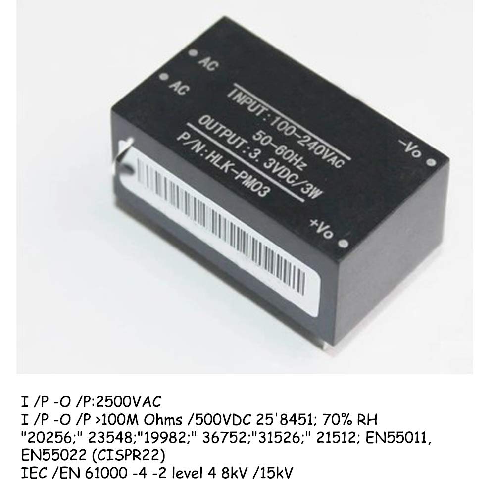KOOBOOK 2Pcs HLK-PM03 Intelligent Household Switch AC-DC 220V to 3.3V Step Down Buck Isolated Power Supply Module