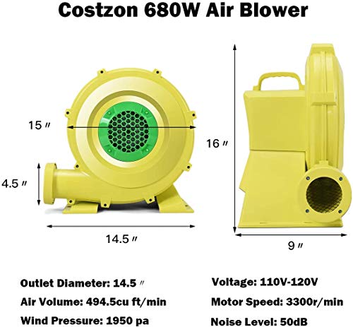 ReunionG 735W Air Blower, Pump Fan for Inflatable Bouncer, Bounce House and Bouncy Castle, Compact and Energy Efficient Commercial Blower (735W 1.0HP)