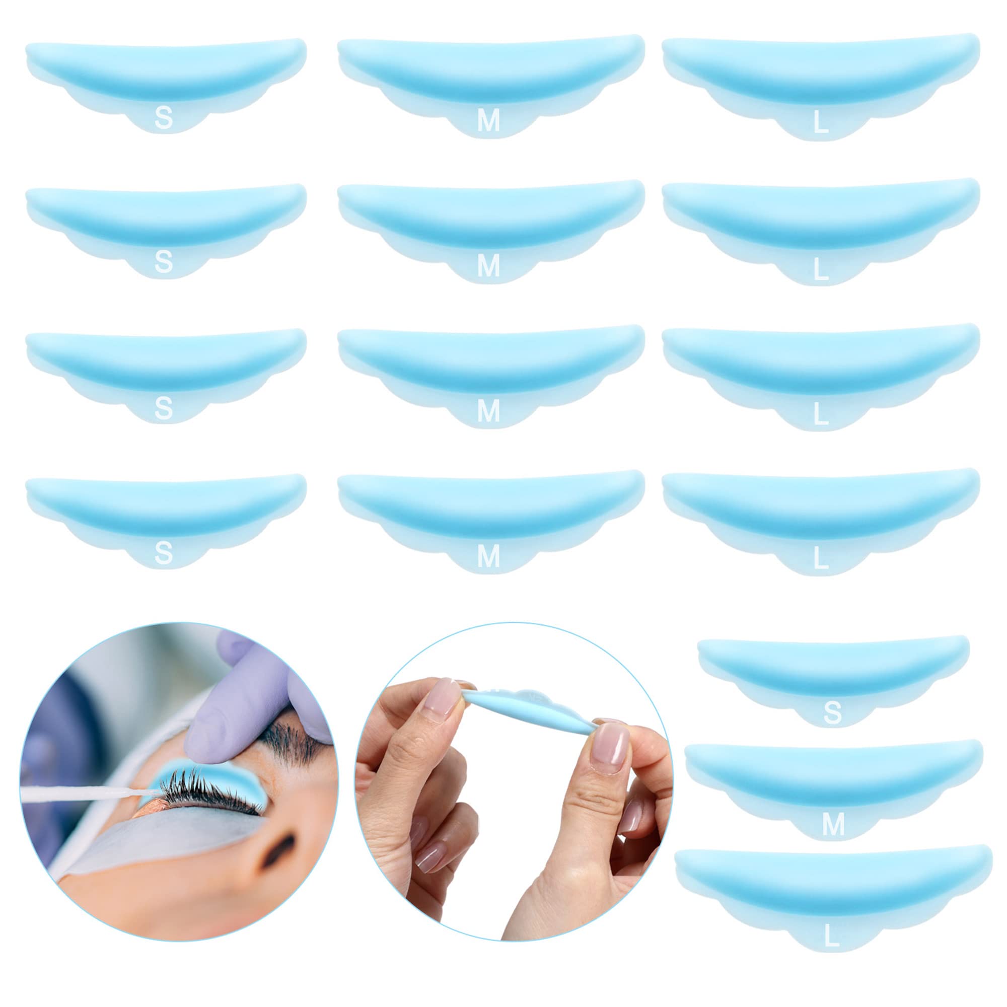 Hicarer 48 Pieces Lash Lift Rods Silicone Eyelash Pads Raise Eyelashes Perming Curler Rods (Small, Medium, Large), Silicone Lash Lift Shields for Eye Supplies Makeup Tool(Blue)