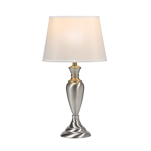 Catalina 21415-000 Transitional 3-Piece Metal Floor & Table Lamp Set with Linen Shades, 59" and 24", Brushed Nickel