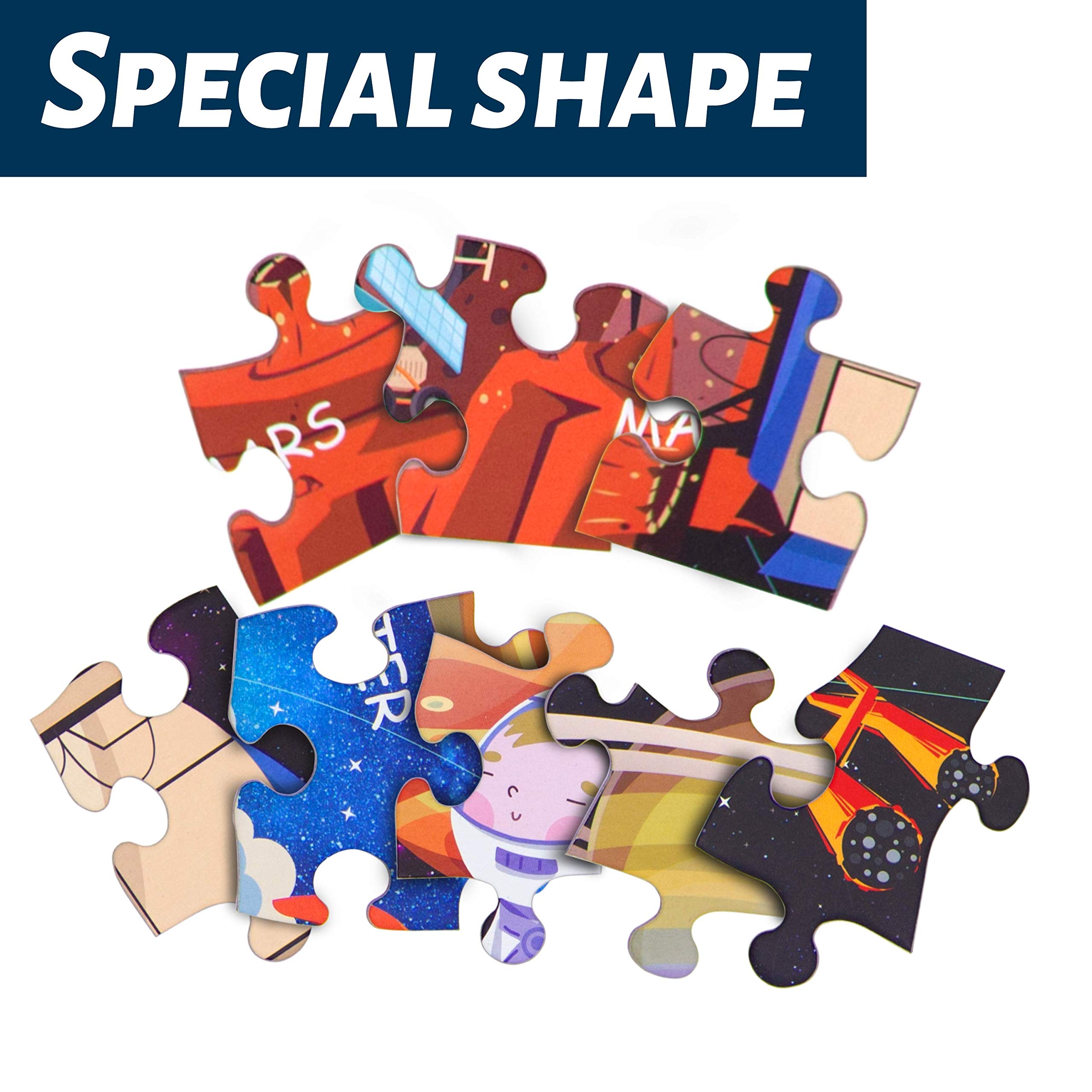 Anzon Mories Solar System Puzzle 100 Pieces (Unique Shape), Space Large Kid Jigsaw Size 19x14, Educational Preschool Universe Planet Learning Toy for Boy, Girl, Teenager, Children 3 4 5 6 7 8