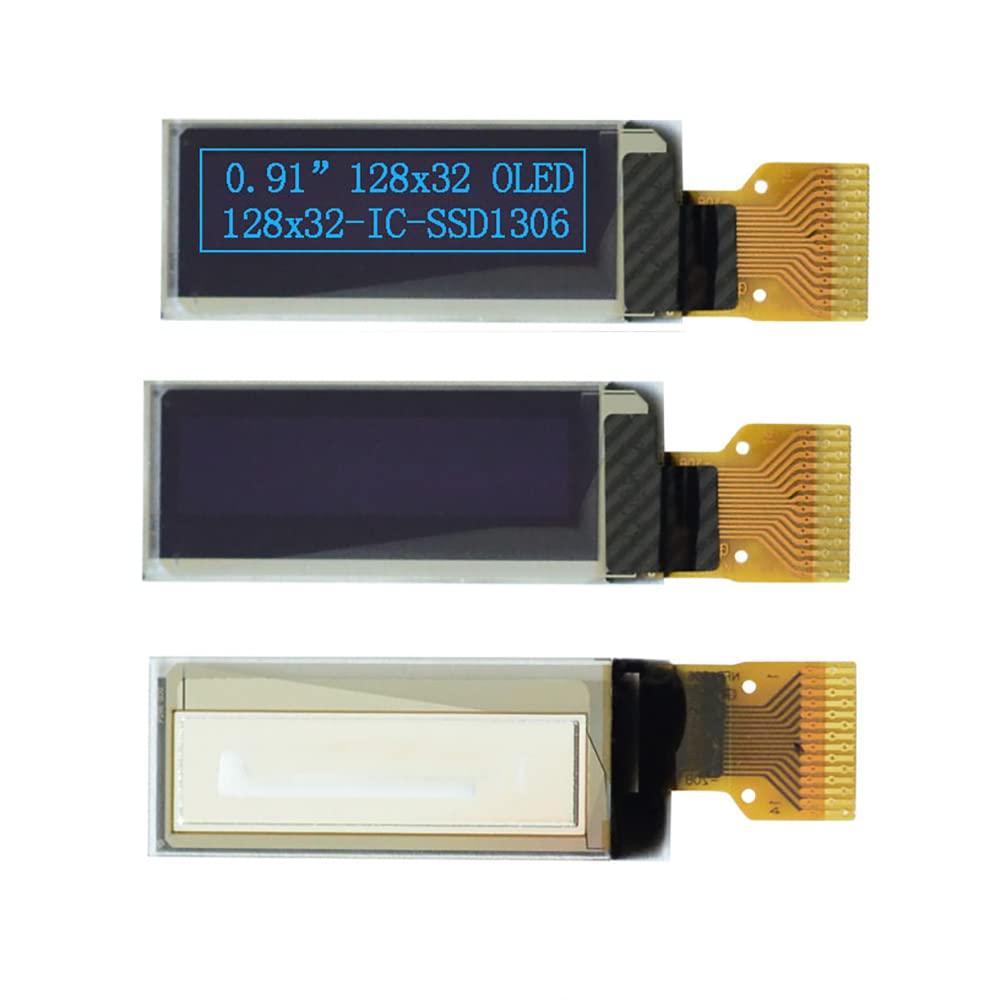 2pcs I2C OLED Display Module 0.91 inch I2C SSD1306 OLED Display Module White I2C OLED Screen Driver DC 3.3V~5V for Arduino STM32